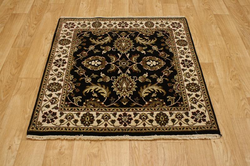 ALLOVER DESIGN BLACK SQUARE 4X4 AGRA JAIPOUR ORIENTAL AREA RUG CARPET