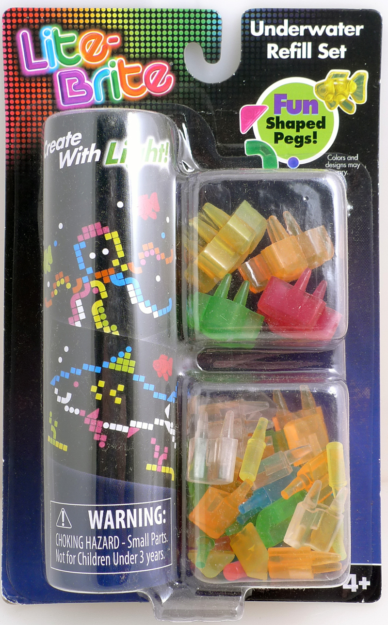 Hasbro Lite Brite Underwater Refill Set 50 Pegs 8 Reusable Templates 