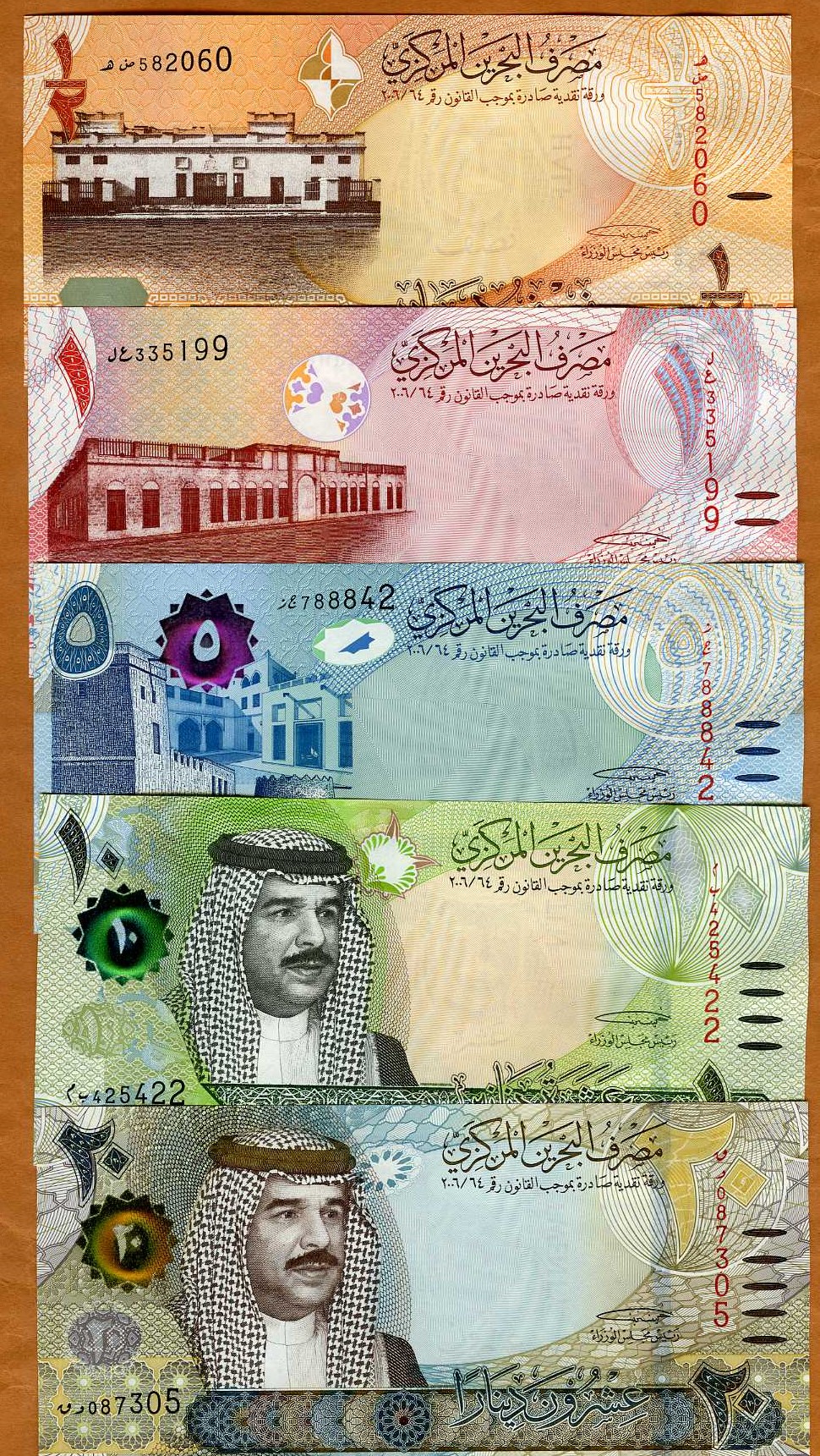 Bahraini Currency Bahrain 1 Dinars 2006/2016/ 2023 P 31 New Sign UNC