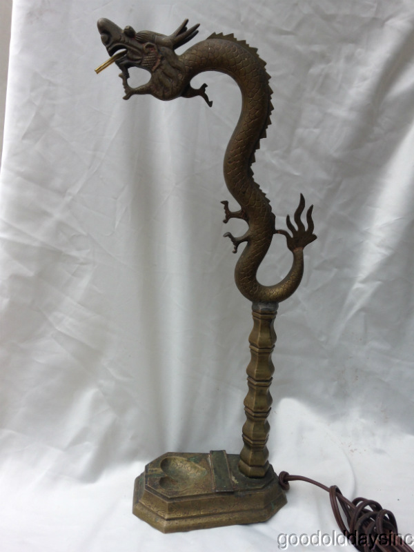 Antique Chinese Brass Dragon Lamp 23" China | eBay