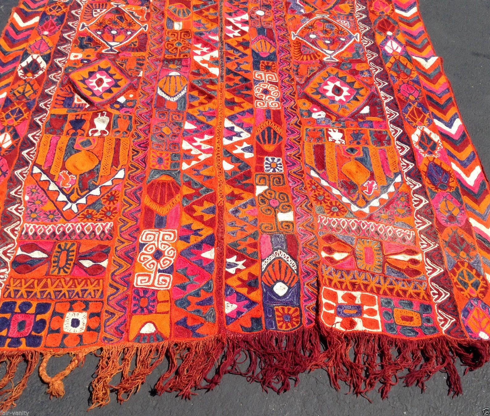 Adamroth Vintage Colorful Handmade Embroidered Kurdish Chain Stitch 