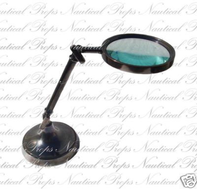 nauticalprops : BRASS MAGNIFYING GLASS DESKTOP STAND BASE REPLICA DESK