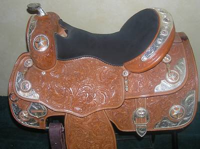 lovemyauctions : SILVER MESA SHOW SADDLE WITH BREAST COLLAR & HEADSTALL