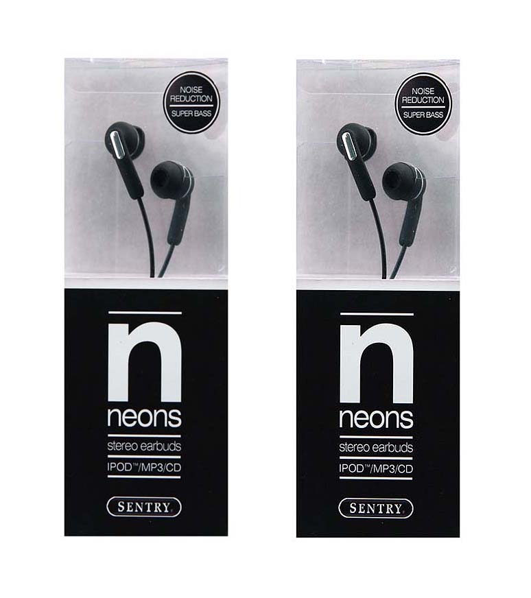 Sentry Neons HO621 Earbuds in Black - 2 Pairs - New, EFXDigital