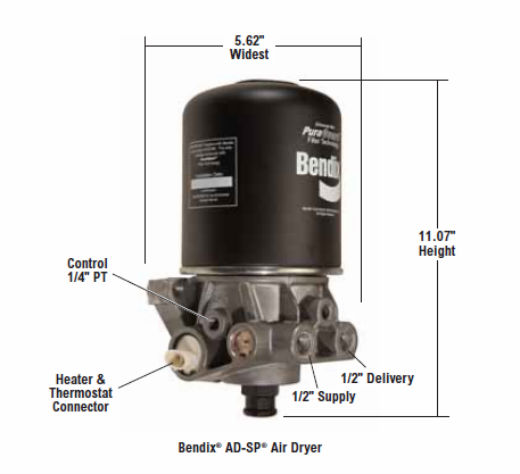 Genuine Bendix 800887 New AD-SP System Purge Air Dryer 12V 90 Watts