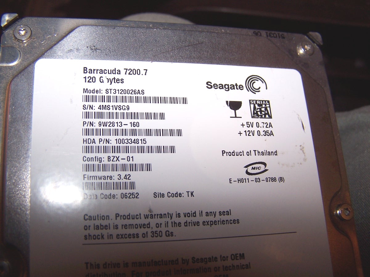 RPM Computer : Seagate ST3120026AS 120 GB SATA Hard Drive