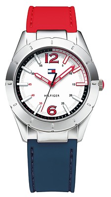 TOMMY HILFIGER 1781193 WATCH WOMEN'S BLUE AND RED REVERSIBLE SILICONE ...