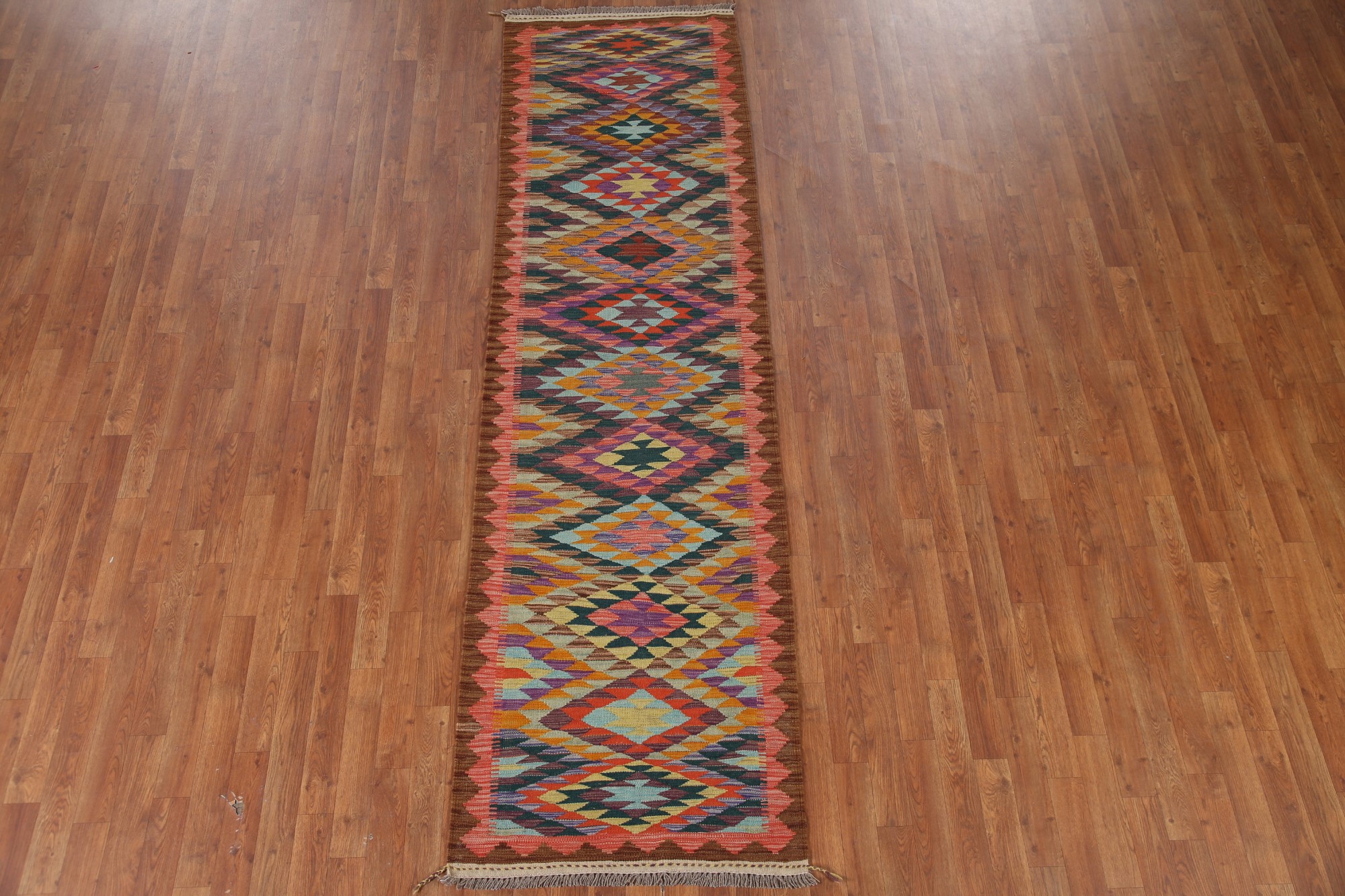 Tribal Pastel Color Reversible Kilim Hand woven Narrow Runner Rug 2' 8 ...
