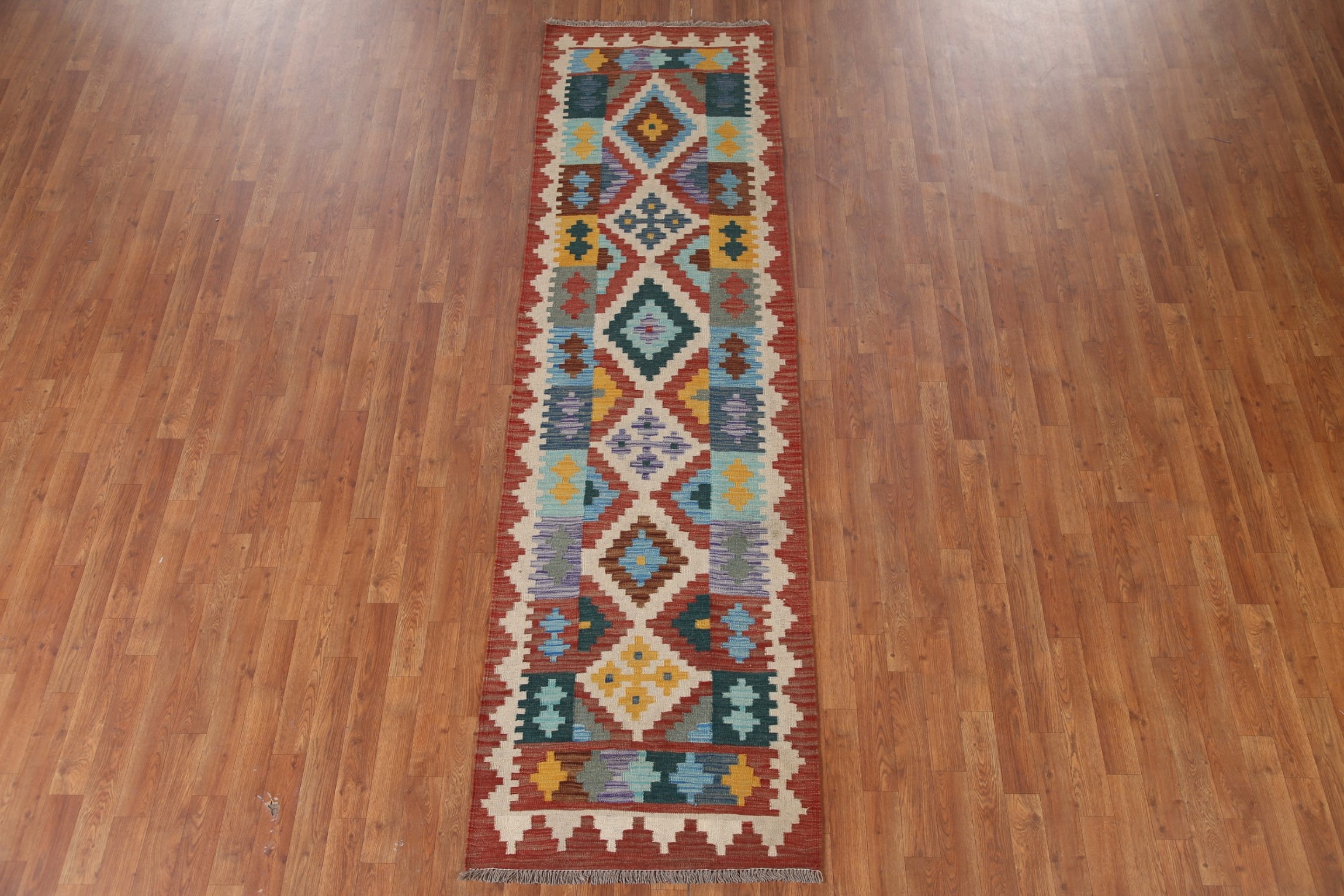 Flat woven Reversible Kilim Narrow Runner Rug 2' 9" x 9' 8" Hallway ...