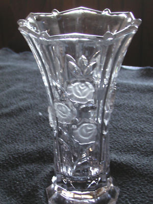 jrasor1950 : Rose Embossed Lead Crystal Vase 8 inches