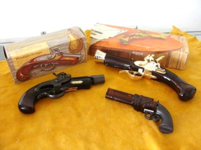Avon Treasures : AVON LOT OF 3 VINTAGE GUN DECANTERS WITH AFTER SHAVE