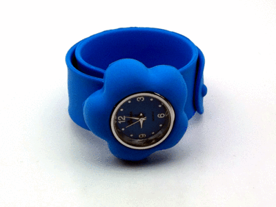 ladowntowncollection : Geneva BLUE Flower Shape Silicone Slap Band Watch