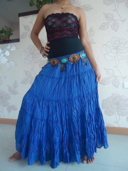 100% Cotton Ruffle Tiered Royal Blue Long Skirt, Welcome to unique ...