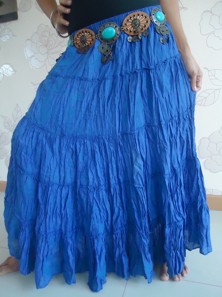 100% Cotton Ruffle Tiered Royal Blue Long Skirt, Welcome to unique ...