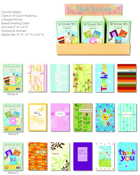 Thank You Boxed Cards In Counter Display Case Pack 108, Kellies Shop