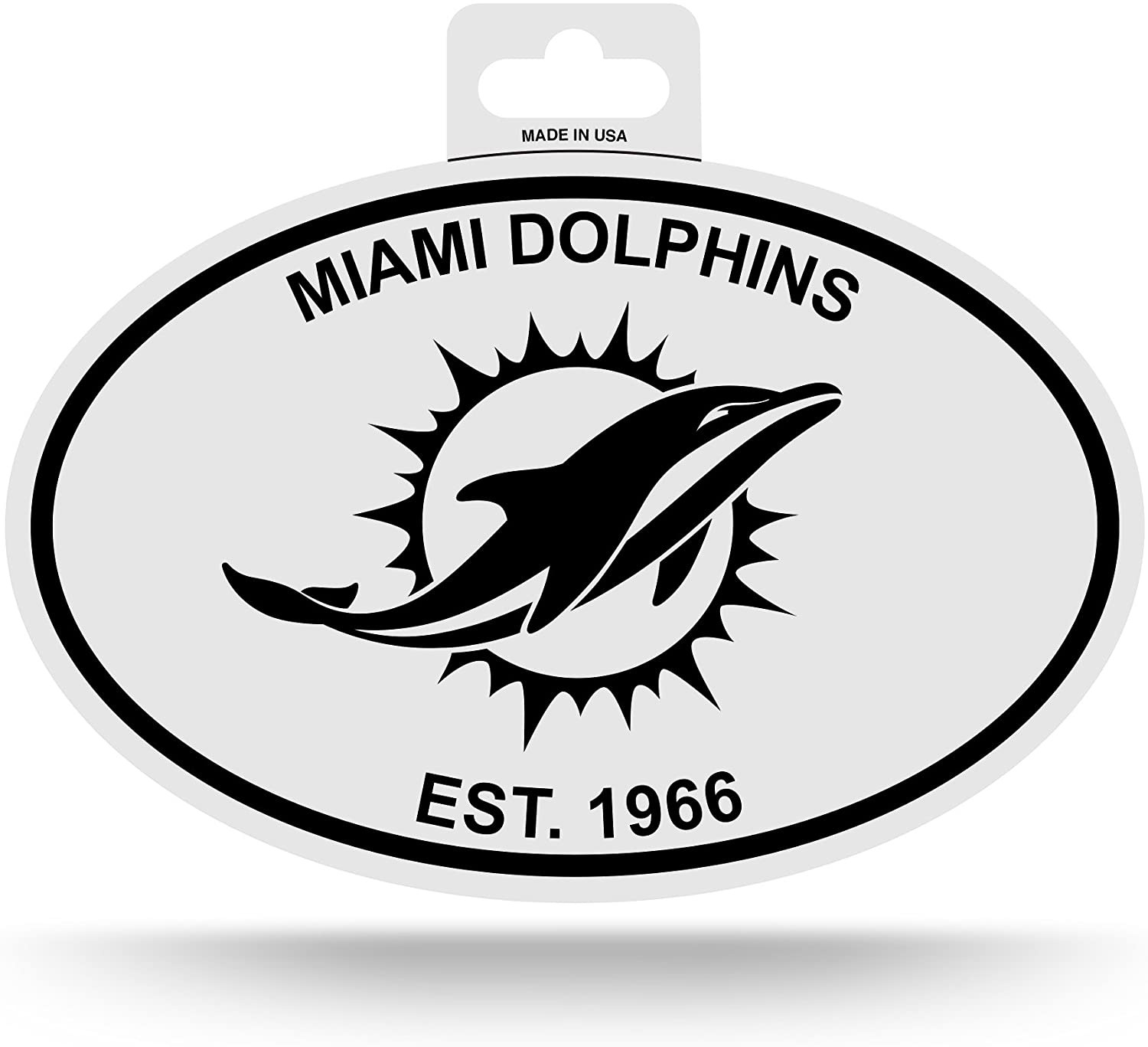 Miami Dolphins Black & White Team Logo Oval Sticker Decal Auto Home ...