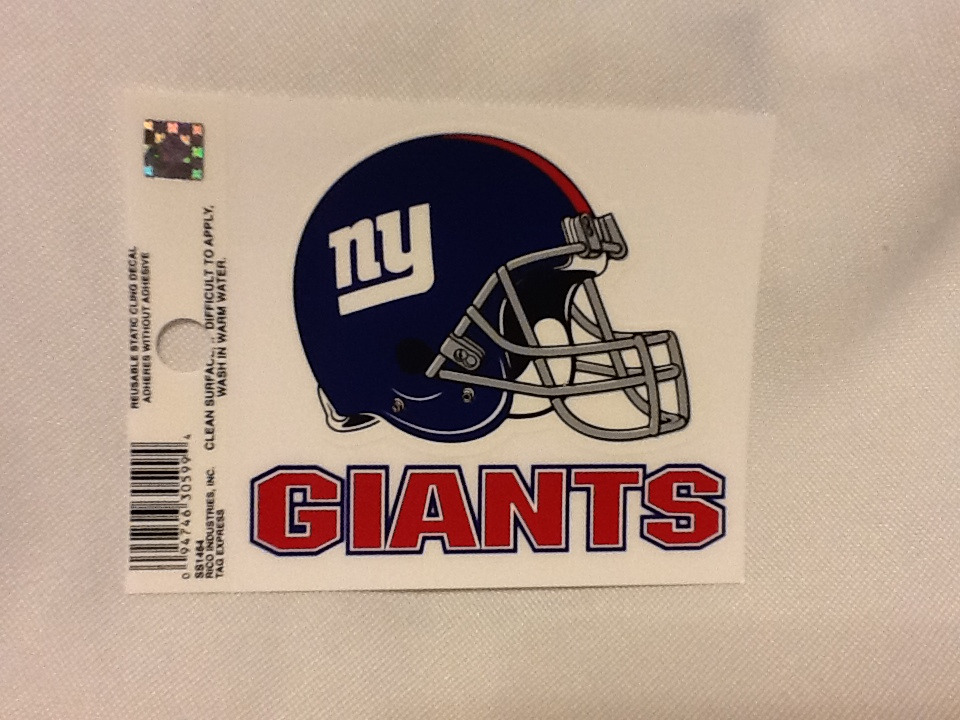 New York Giants Helmet Logo Static Cling Sticker NEW! Window 3x4 Inches ...