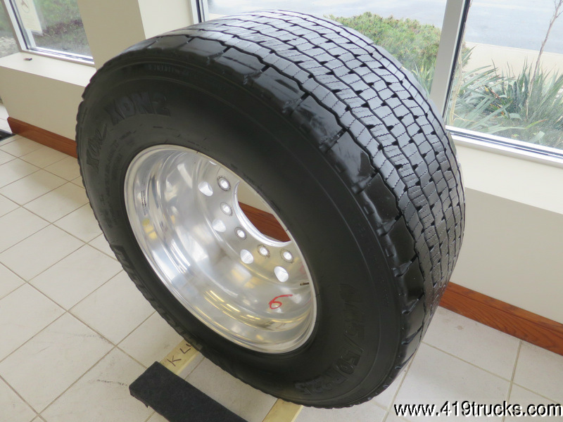 MICHELIN XDN2 445/50R22.5 TIRE SUPER SINGLE ALUMINUM WHEEL RIM SEMI ...