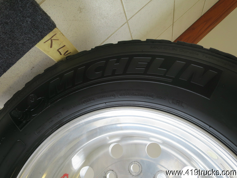 MICHELIN XDN2 445/50R22.5 TIRE SUPER SINGLE ALUMINUM WHEEL RIM SEMI ...