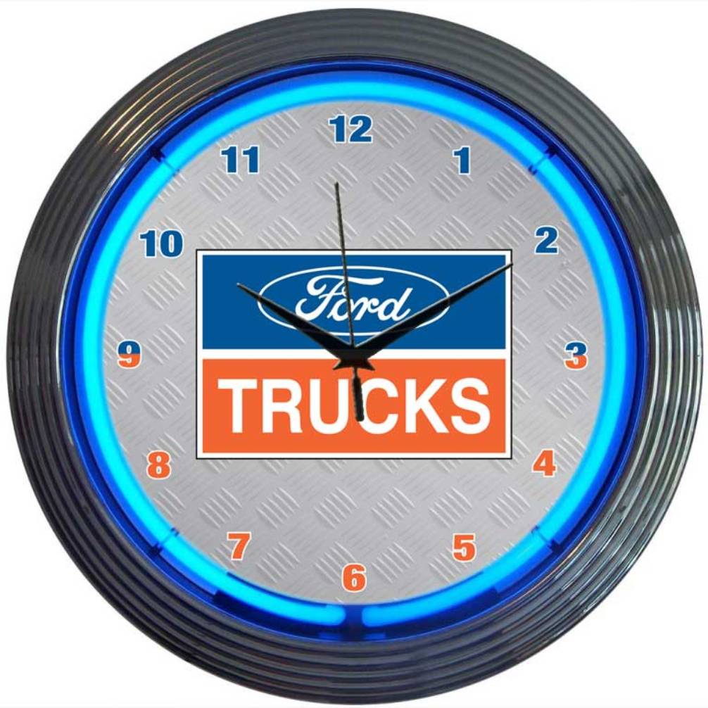 Decorate With Daria : FORD TRUCKS Logo Blue 15" Neon Wall Clock Glass ...