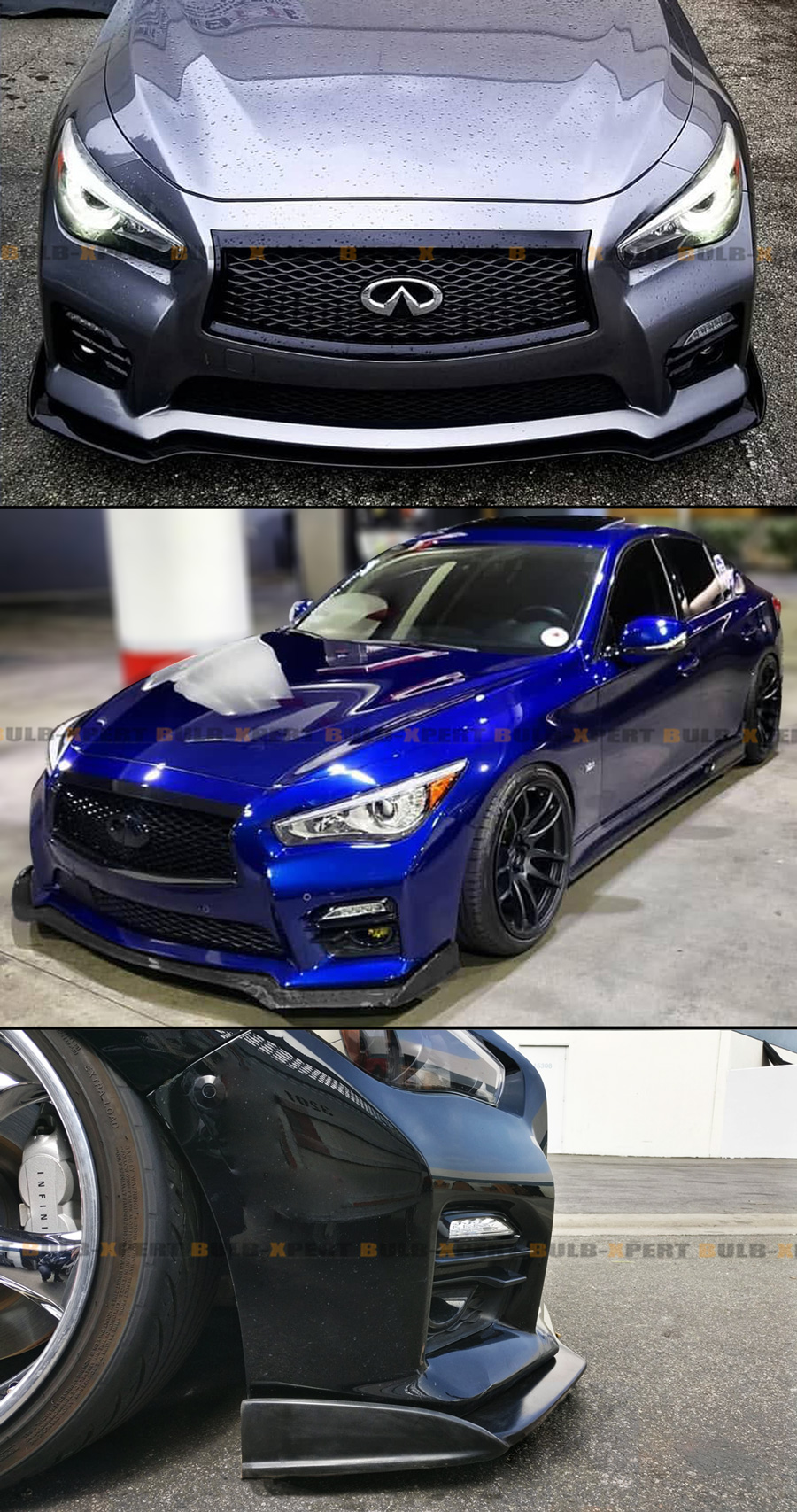 JDM NIS STYLE FRONT BUMPER LIP SPLITTER FOR 2014-2017 INFINITI Q50 S ...