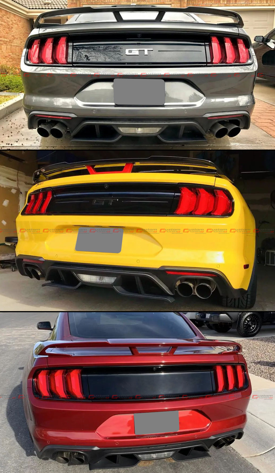 For 2018-2020 Ford Mustang GT R Style Rear Bumper Diffuser Valance Aero ...
