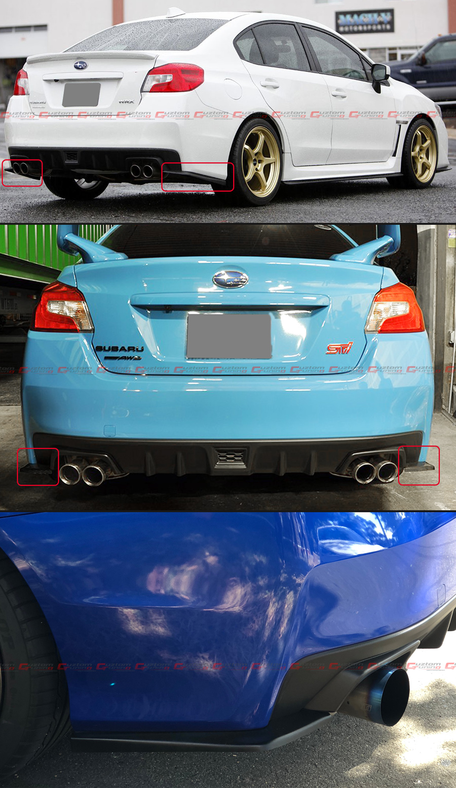 For 2015-2019 Subaru WRX Sti VA1 VA2 2pc HT Style Rear Bumper Side ...