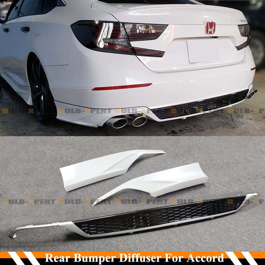 FOR 18-2020 ACCORD PLATINUM WHITE PEARL REAR BUMPER DIFFUSER + CORNER ...