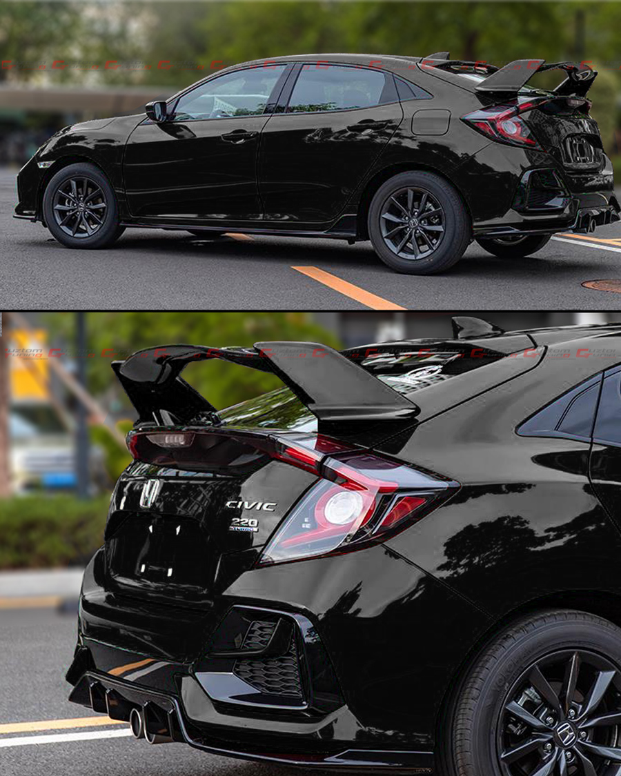 FOR 2017-2021 CIVIC FK4 FK7 HATCHBACK GLOSSY BLACK FK8 TYPE R STYLE ...