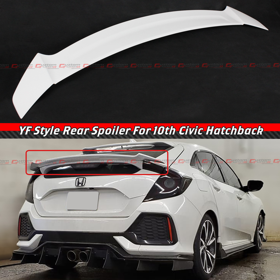 FOR 17-21 HONDA CIVIC FK4 FK7 5DR HATCHBACK YOFER GLOSS WHITE REAR ...