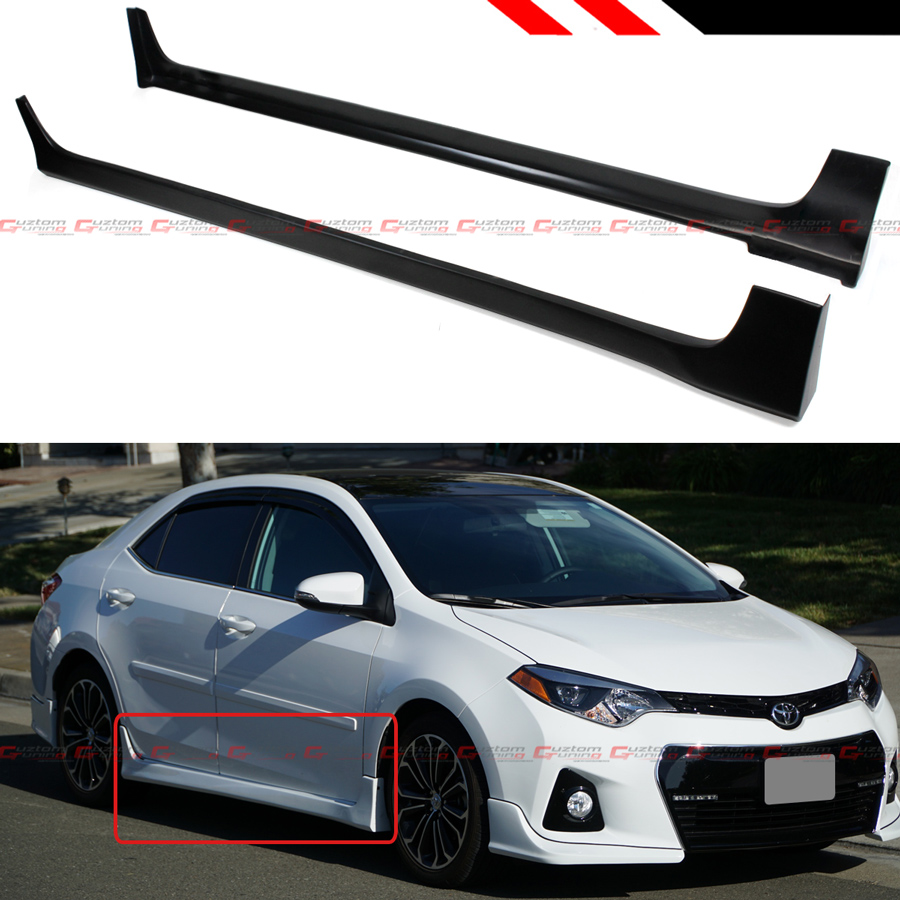 FOR 2014-2019 11TH GEN TOYOTA COROLLA 4DR SEDAN JDM BLACK SIDE SKIRT ...