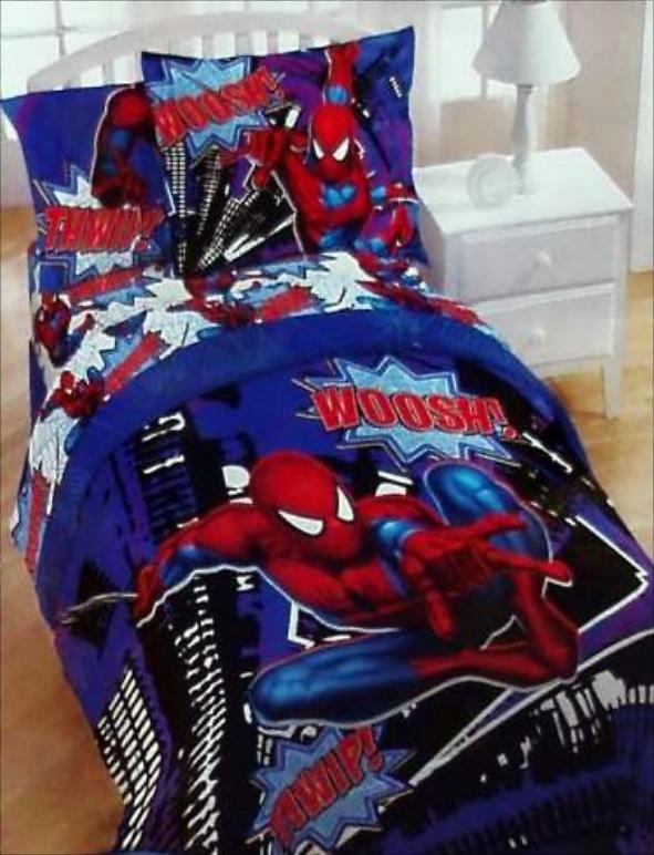 Spiderman Sense Woosh Blue Full Comforter Shams Bedskirt 4PC Bedding ...