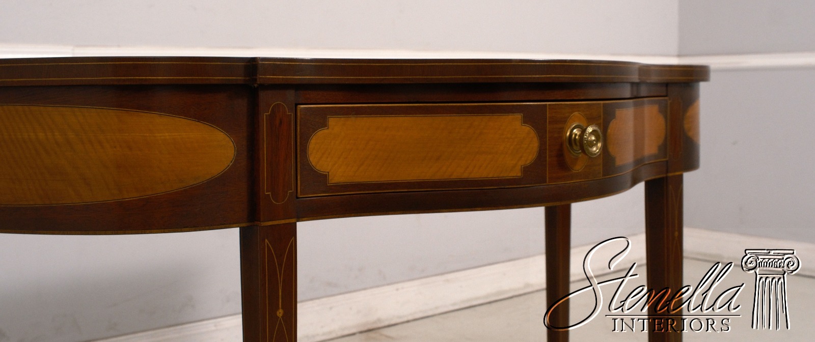 L32464EC: KINDEL Winterthur Collection Inlaid Mahogany Console Table ...