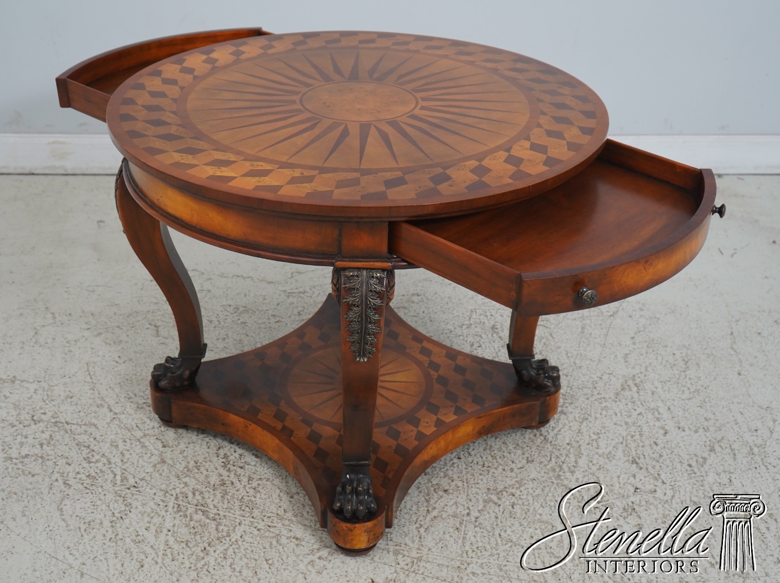 63530EC: THEODORE ALEXANDER Stunning Inlaid Round Center Table ...