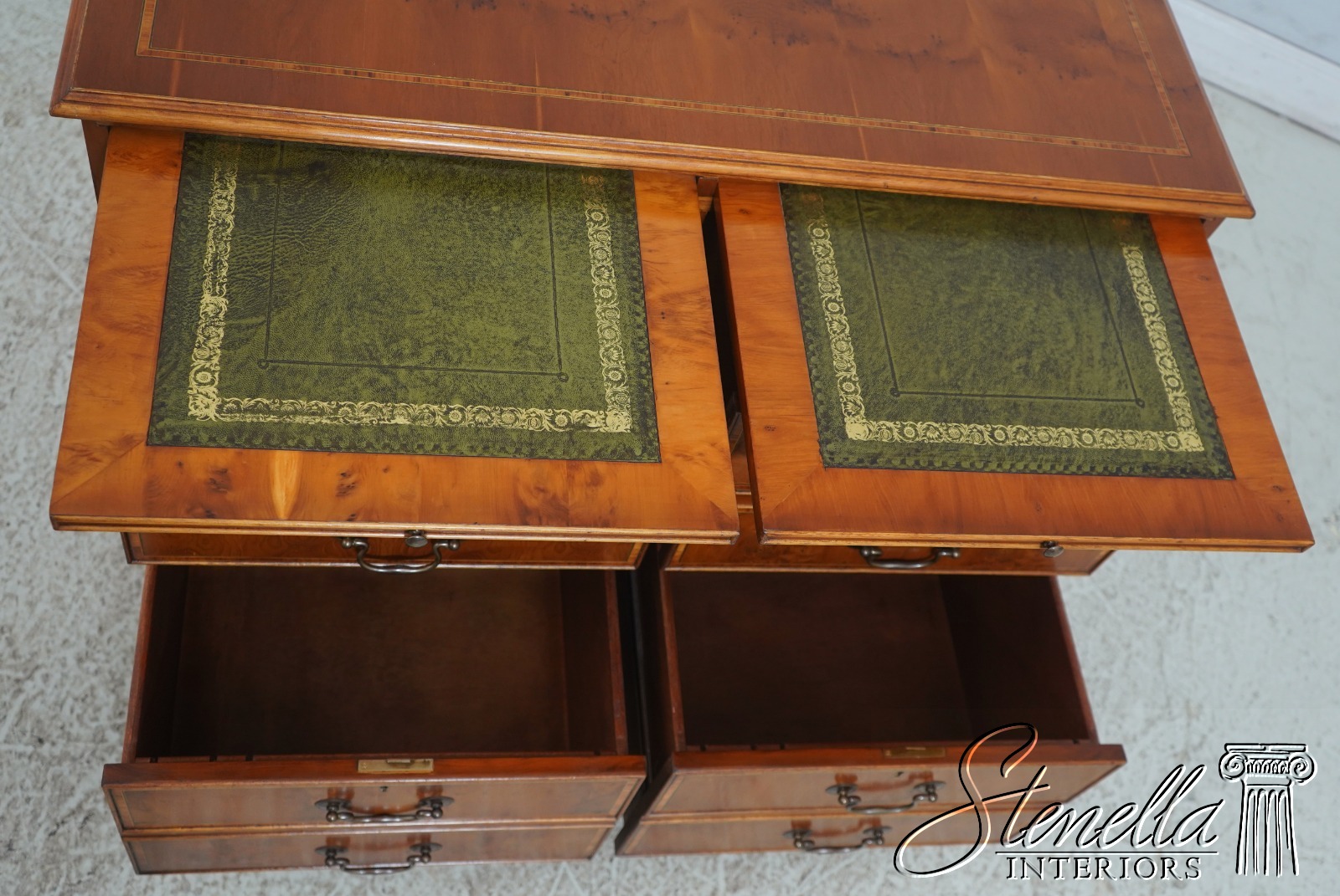 70828: Vintage Regency Style Yew Wood Inlaid 4 Drawer File Cabinet ...