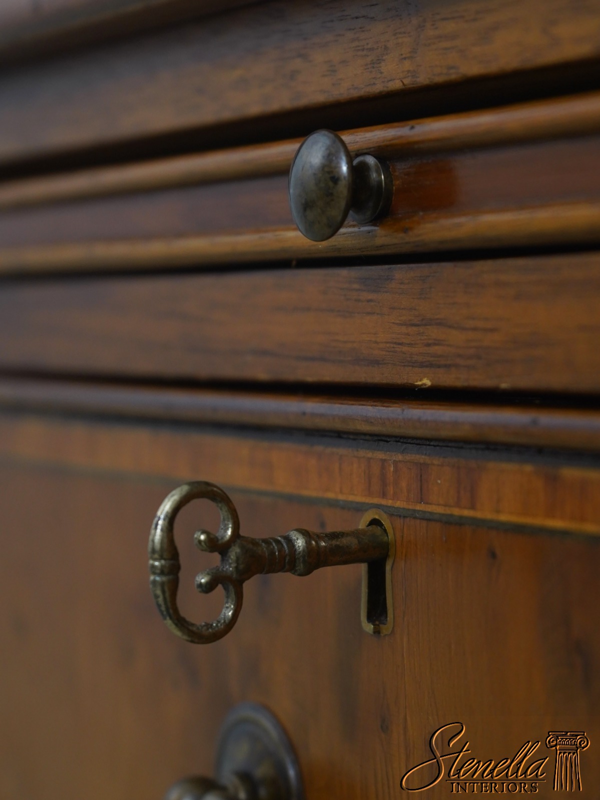70828: Vintage Regency Style Yew Wood Inlaid 4 Drawer File Cabinet ...