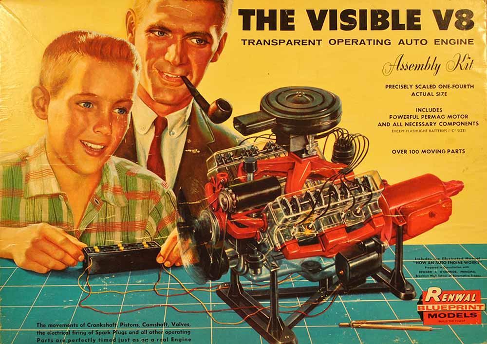60s Renwal Blueprint Motorized THE VISIBLE V8 AUTO ENGINE Model Kit!