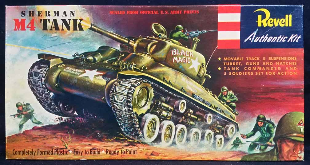 VINTAGE Revell #H-522 1/40 M4A1 SHERMAN 'BLACK MAGIC' TANK "S" Model ...