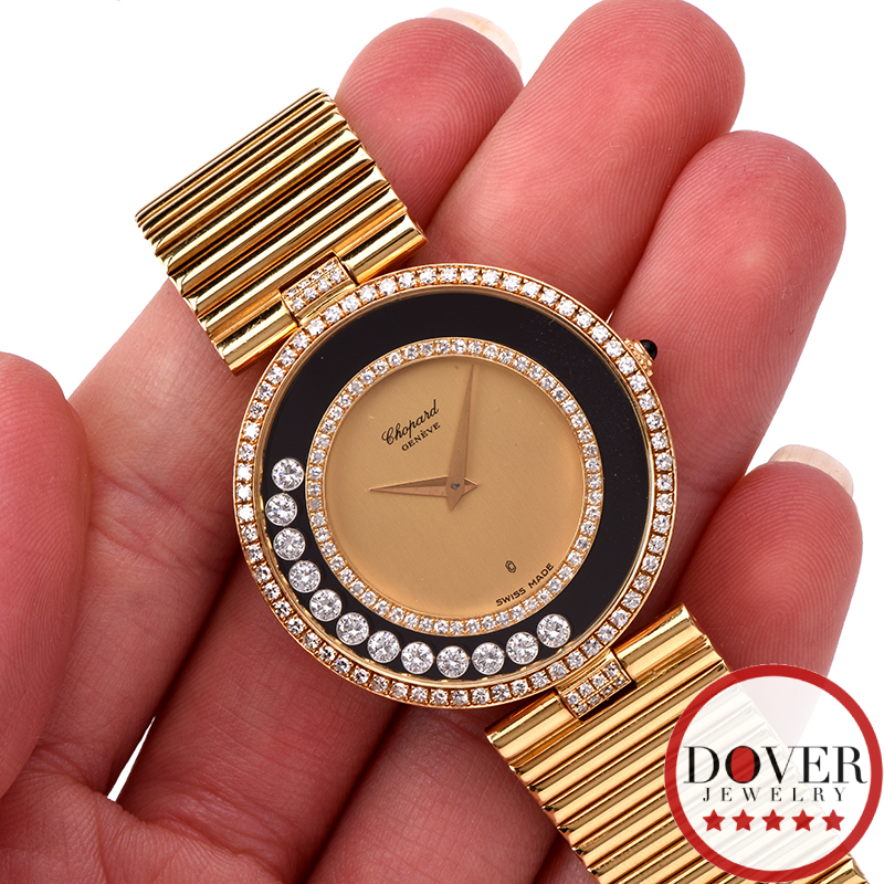Chopard Geneve Happy Diamond 18K Gold Large Watch 113.9 Grams $27000.00 ...