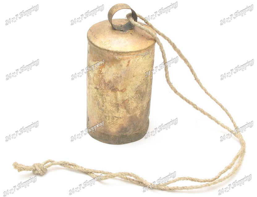 shopping24x7 : Vintage Brass Cow Bull Neck Bell W/Jute Rope Handmade