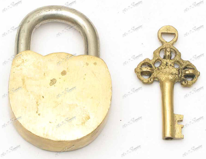 shopping24x7 : Vintage Victorian King Crown Shiny Brass Padlock 2 Keys