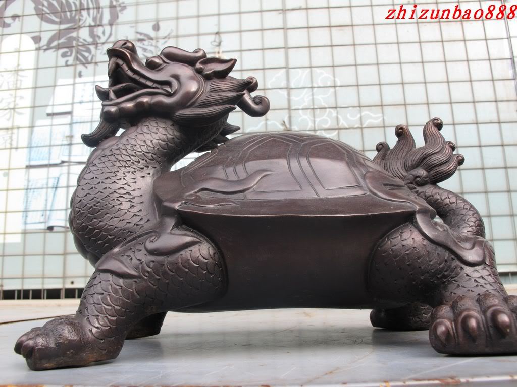 zhizunbao888 : 11"China Bronze Carving Dragon Turtle God beast Statue