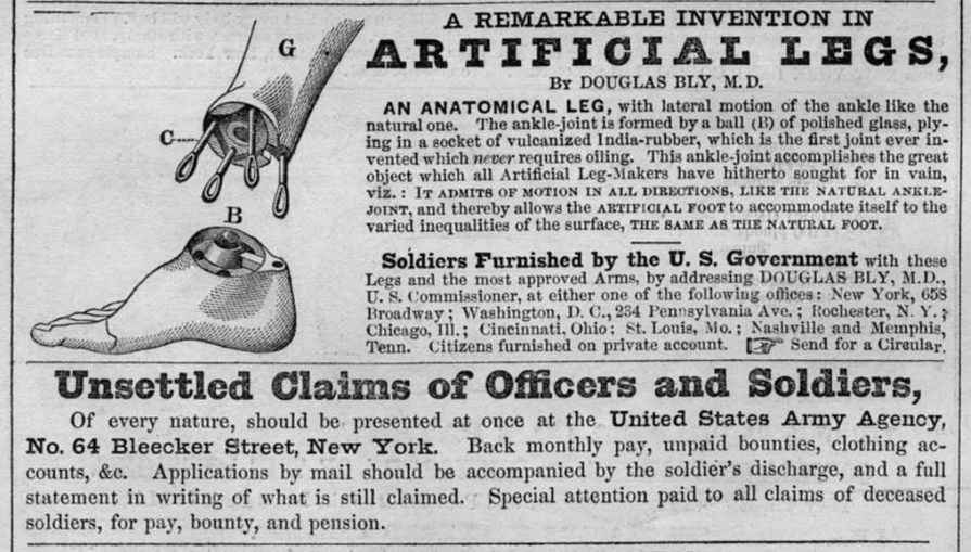 PROSTHETICS INVENTION IN ARTIFICIAL LEGS, ANATOMICAL LEG, SOLDIERS ...
