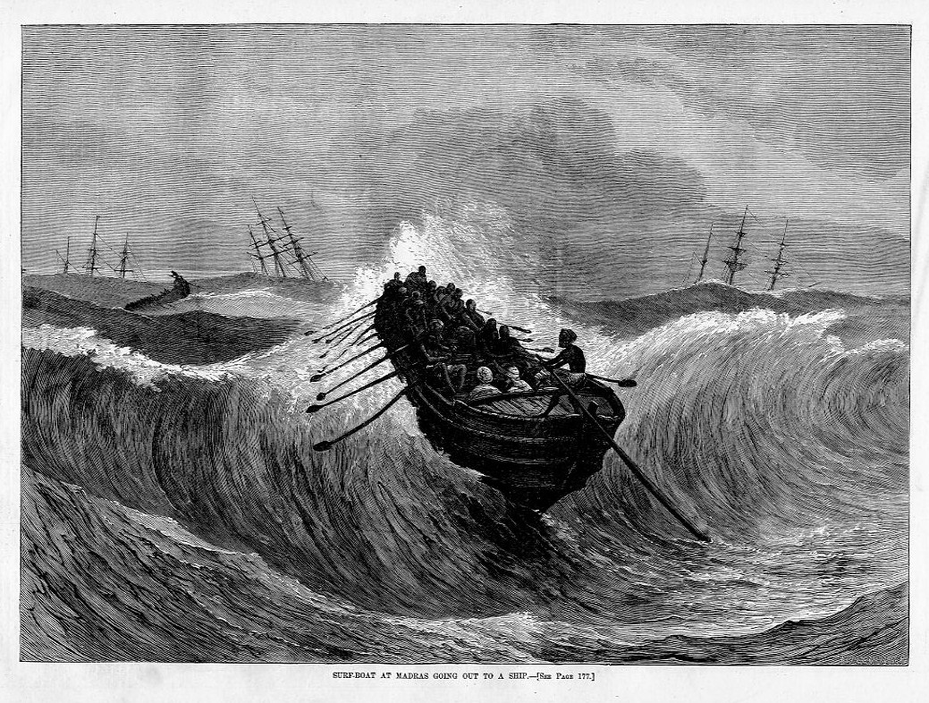 surf-boat-going-out-to-a-ship-oars-life-boat-history-ebay