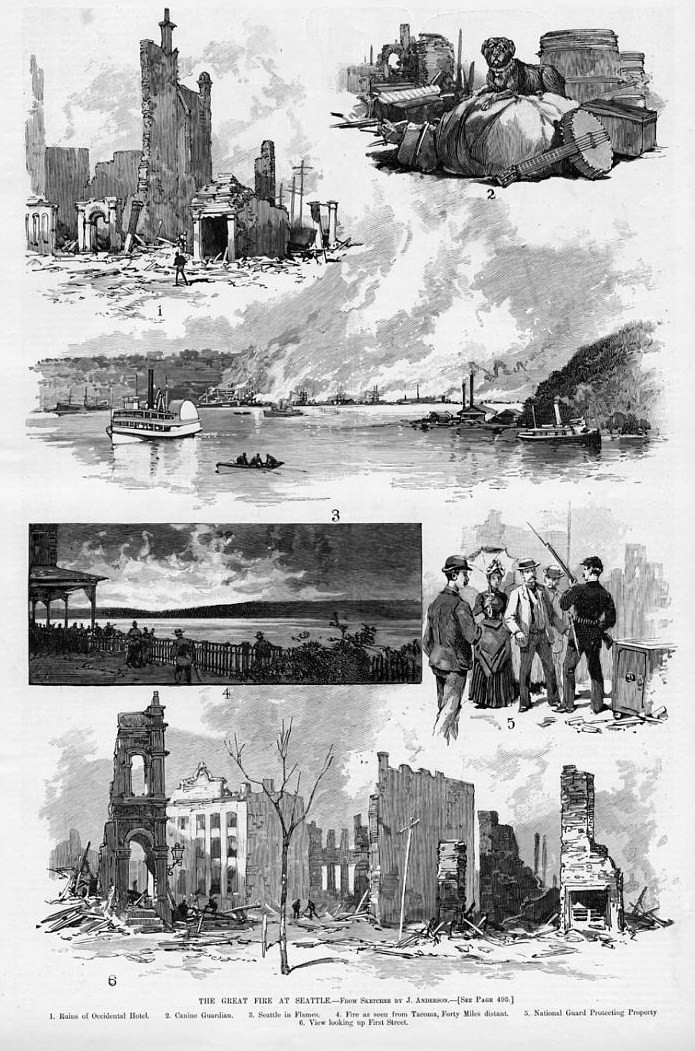 SEATTLE GREAT FIRE 1889, OCCIDENTAL HOTEL, TACOMA VIEW | eBay